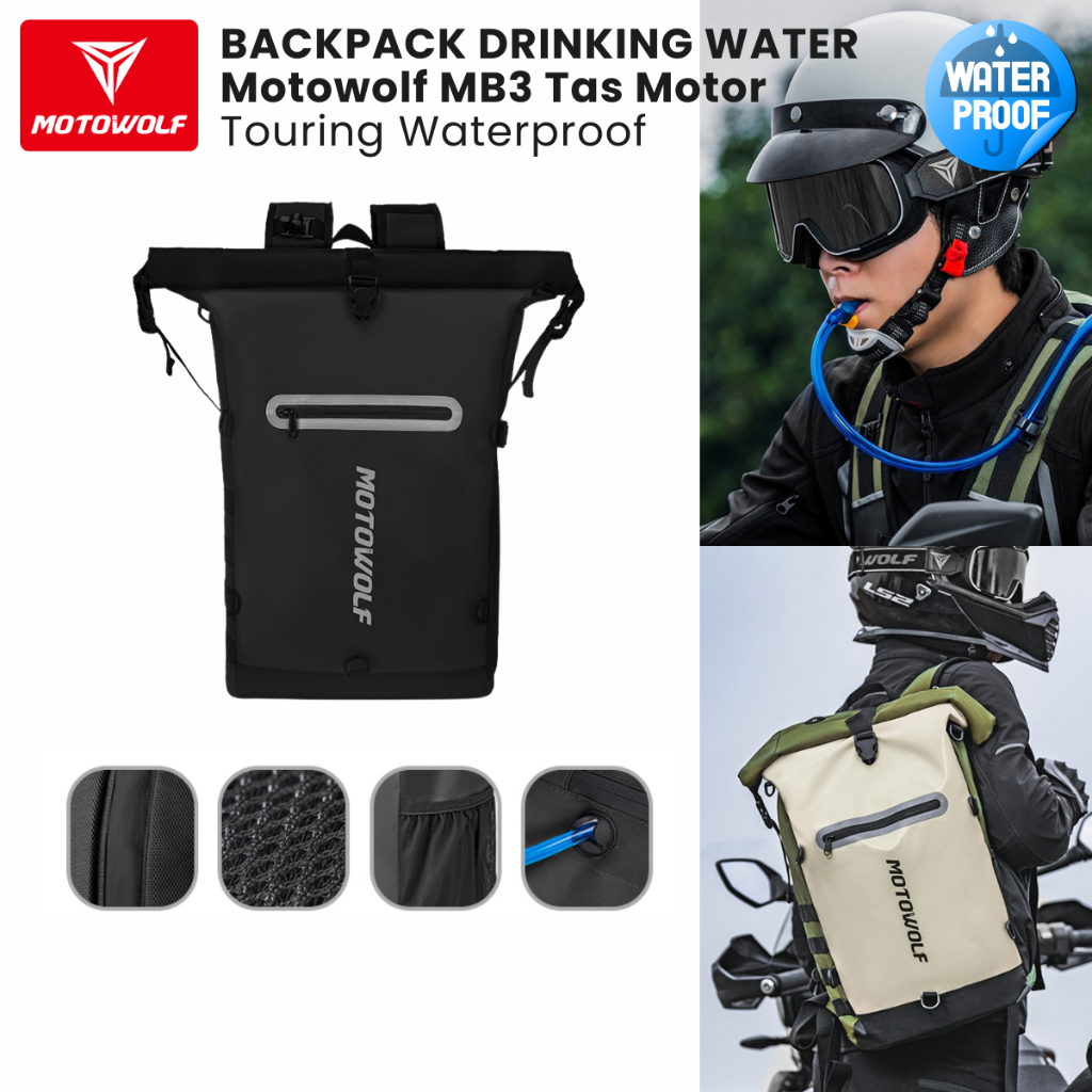 Jual Backpack Tas Drinking Water Motowolf MB3 Tas Motor Touring ...