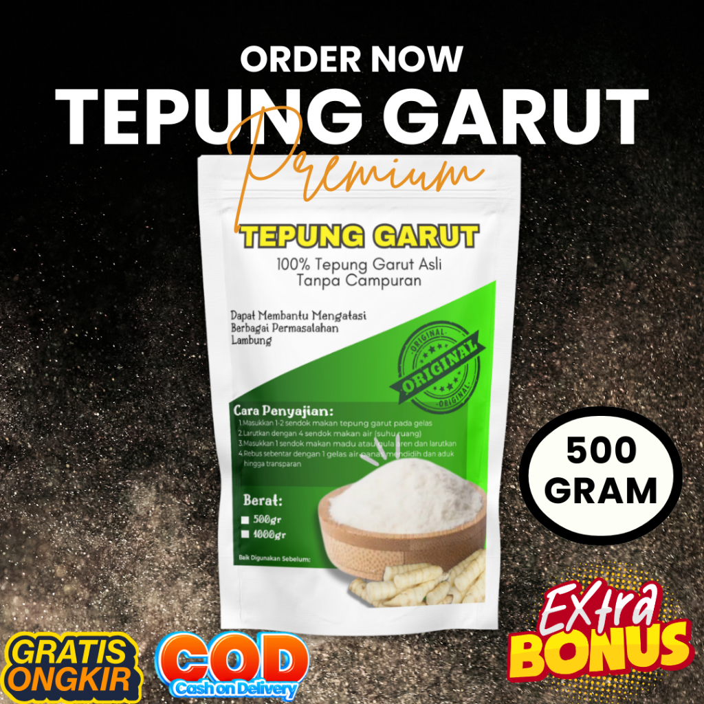 Jual TEPUNG PATI GARUT 500g - Tepung Garut Asli 100% Organik | Obat ...