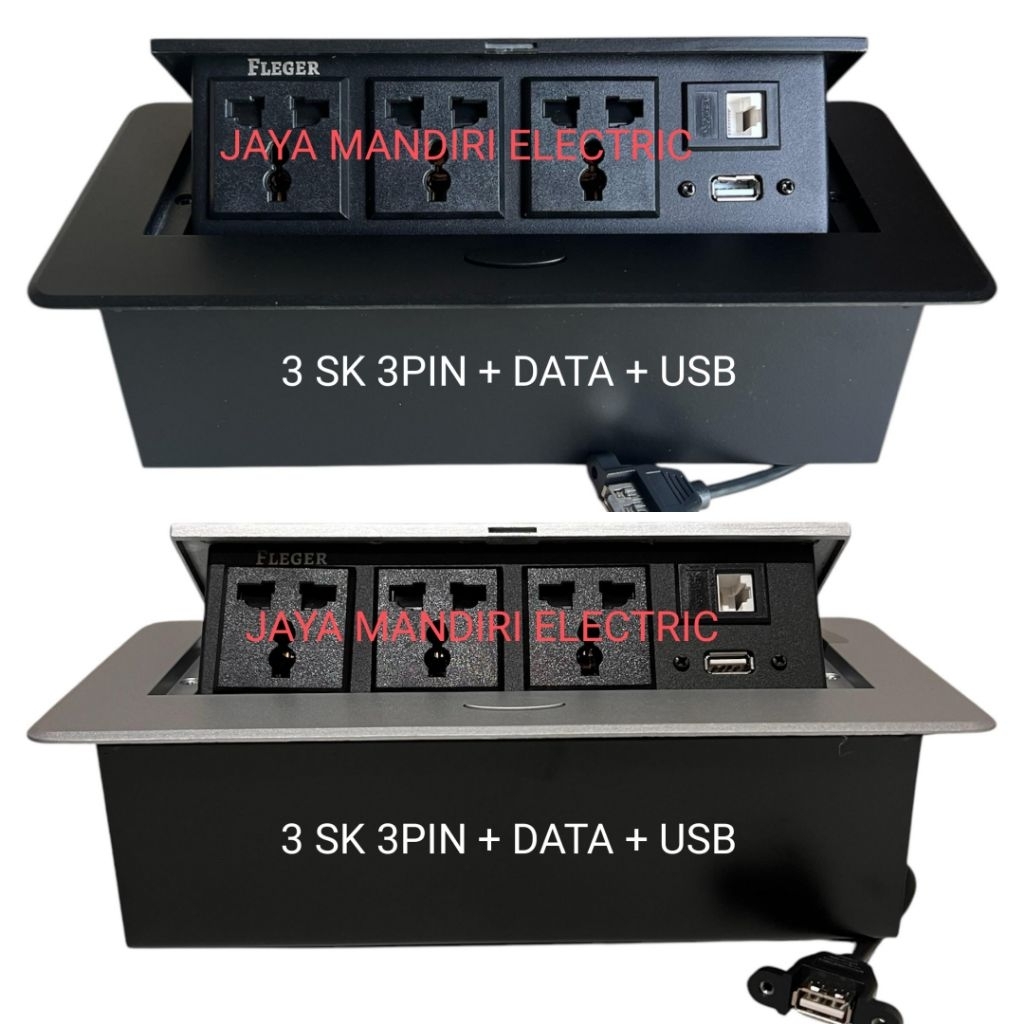 Jual STOP KONTAK MEJA FLIP POP UP 3 StopKontak 3PIN + DATA + USB Cat6 ...