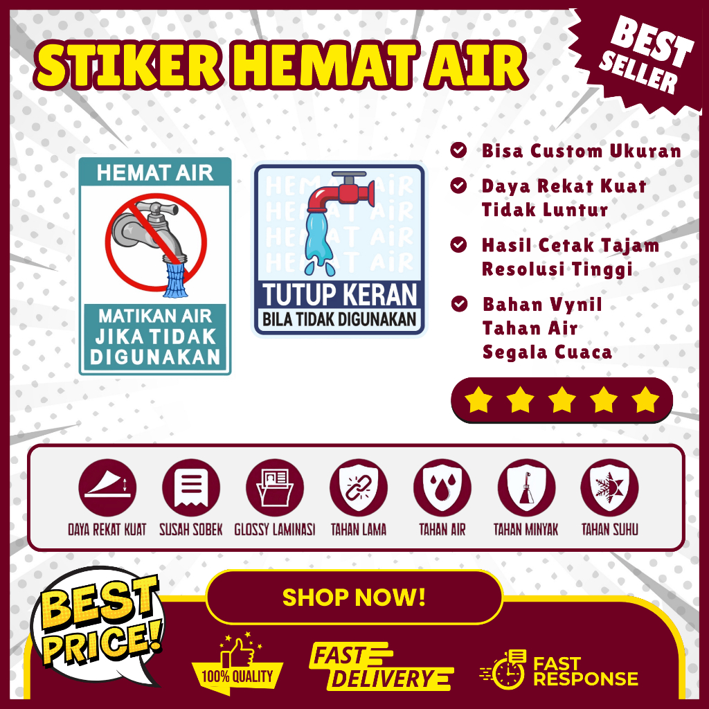Jual Sticker Matikan keran air / sticker hemat air / stiker kran air ...