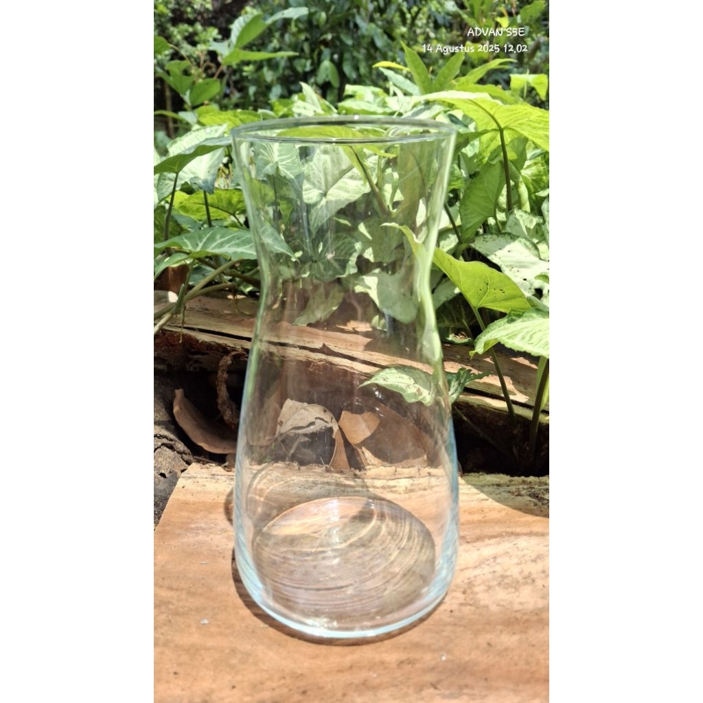 Jual vas bunga kaca tinggi 19cm diameter 8cm bahan kaca bening | Shopee ...