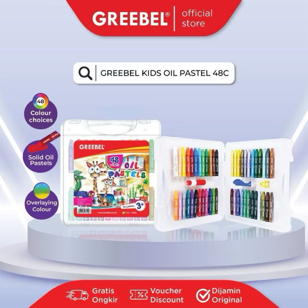 Jual Crayon Greebel 48 Warna / Oil Pastel Greebel 48 Warna Non Toxic ...