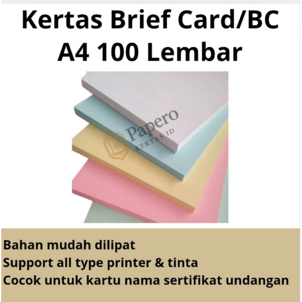 Jual Kertas Brief Card / BC 160 gsm | A4 Isi 100 Lembar – Cocok Untuk ...