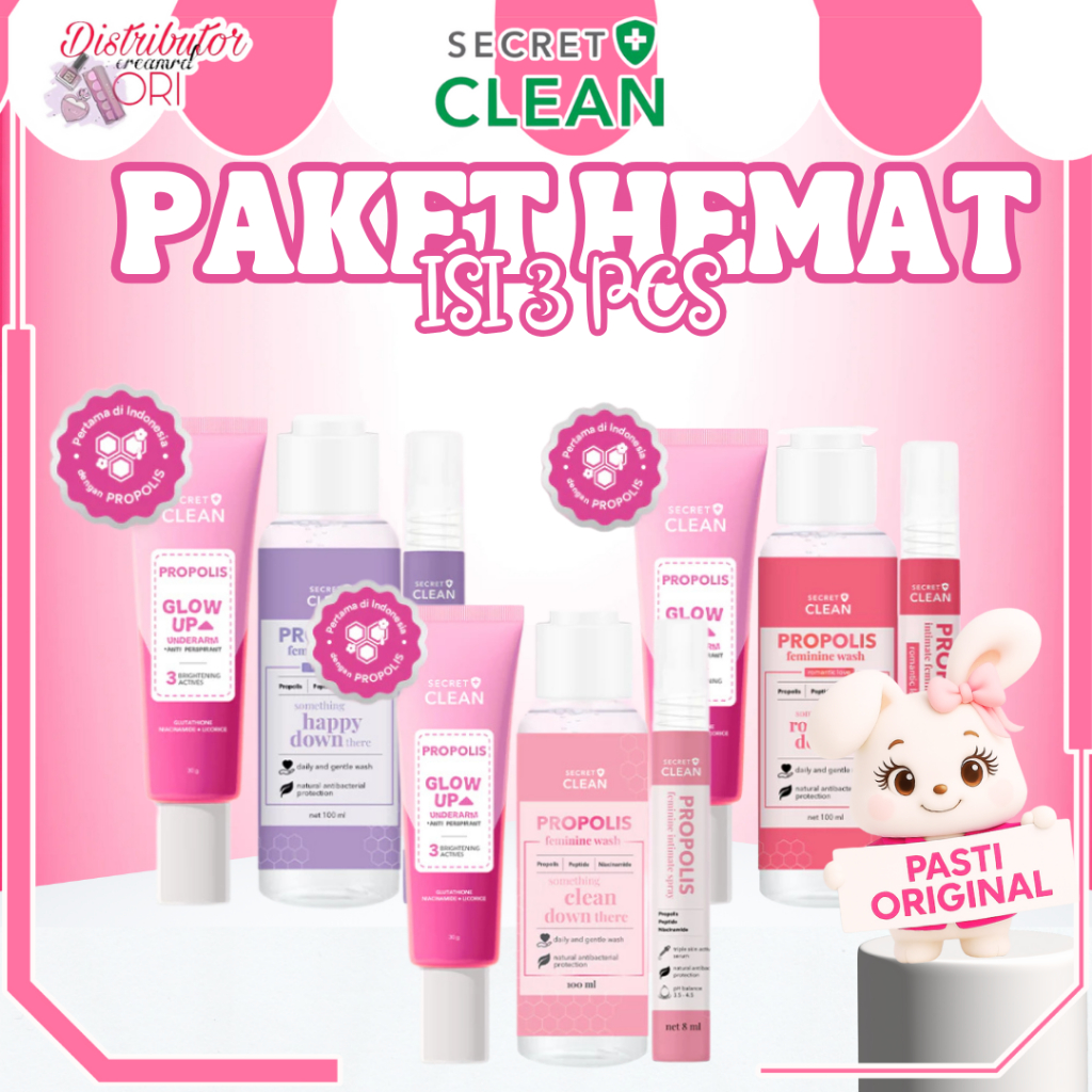 Jual [PAKET ISI 3] Secret Clean Propolis Bundle Bundling Hemat Glow Up Underarm 30gr + Feminine ...