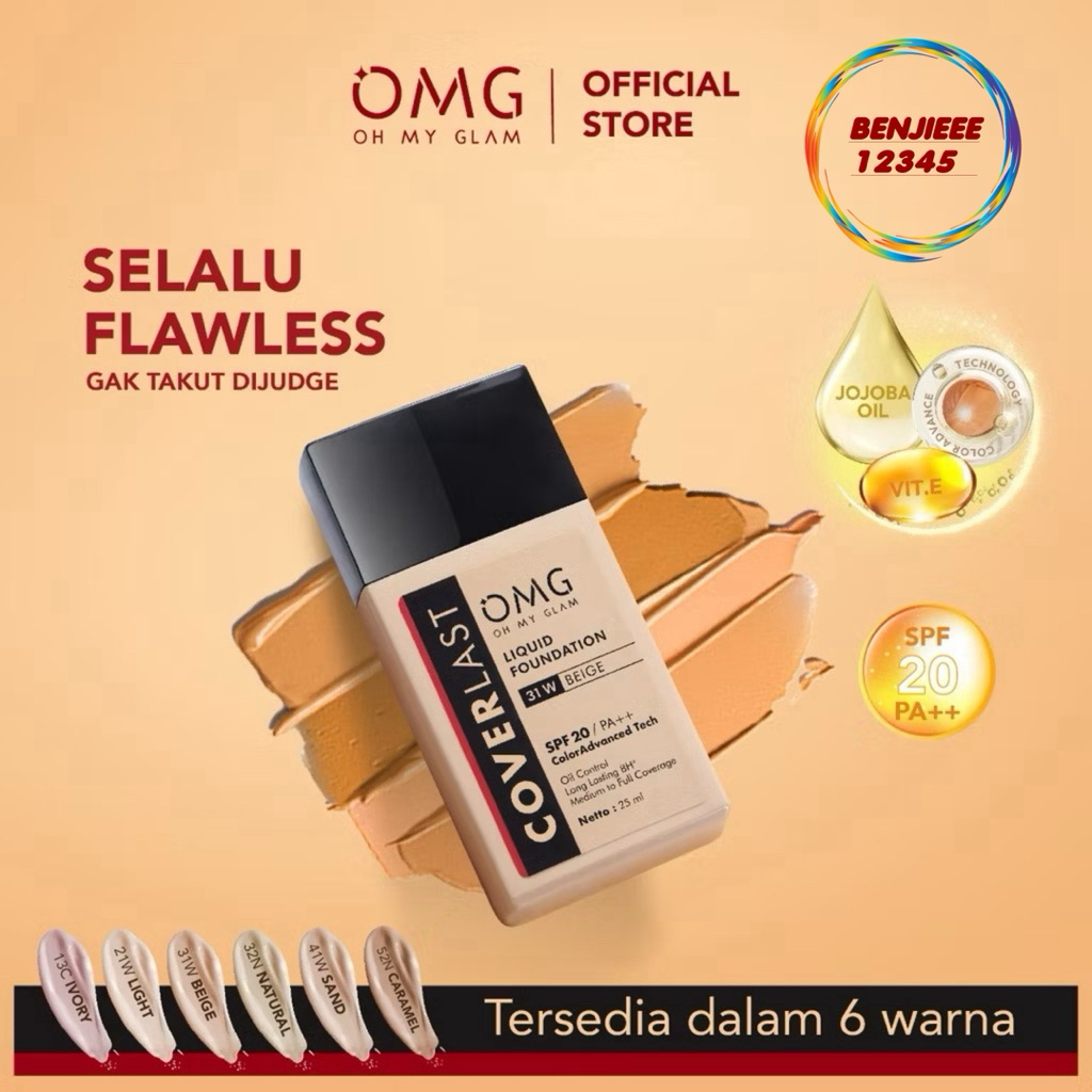 Jual (Foundation) OMG Oh My Glam Coverlast Liquid Foundation high ...