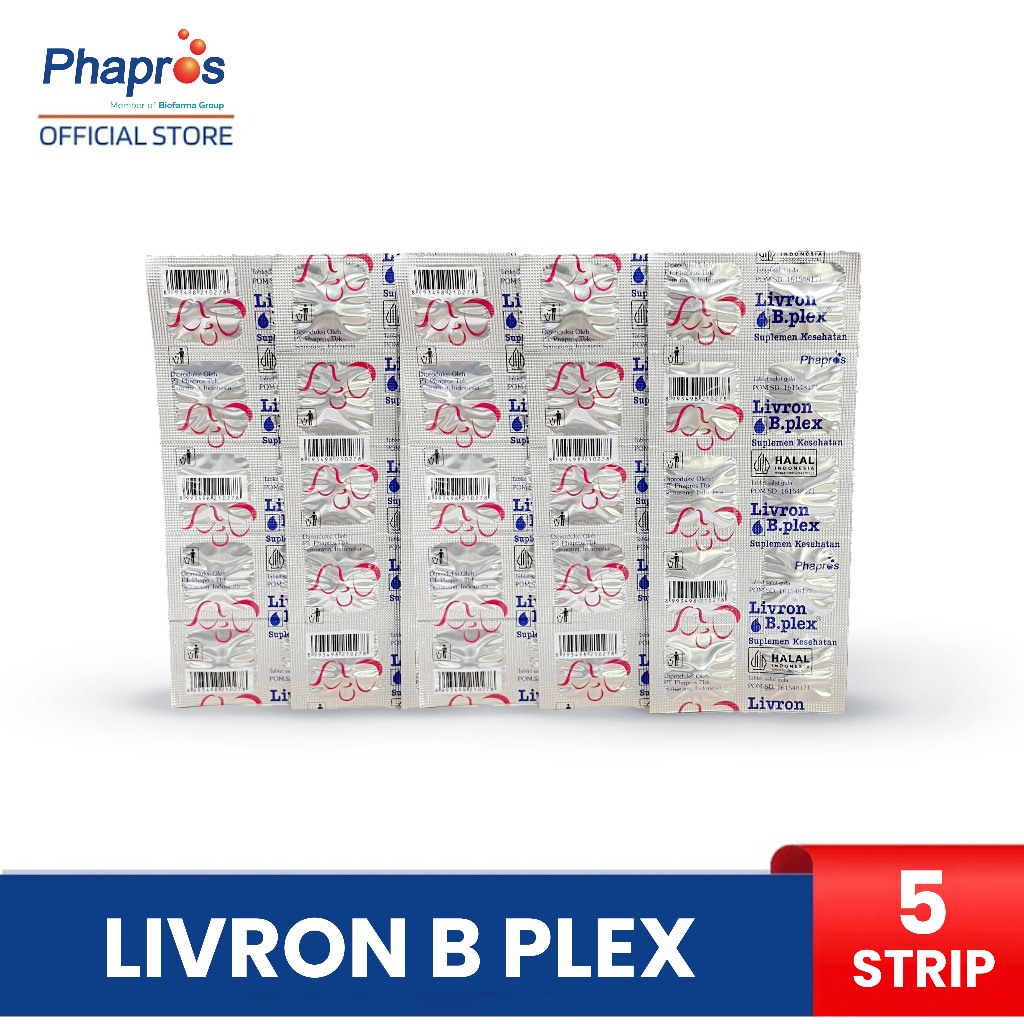 Jual Livron B Plex 5 Strip 50 tablet salut gula / Vitamin dan mineral ...