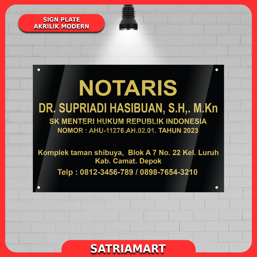 Jual Custom Papan Nama Akrilik Nama Notaris/Nama Pengacara/Nama Advokat ...