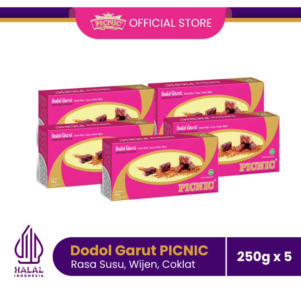 Jual [5 Pcs] 250gr Dodol Picnic Classic - Dodol Garut Picnic - Dodol ...