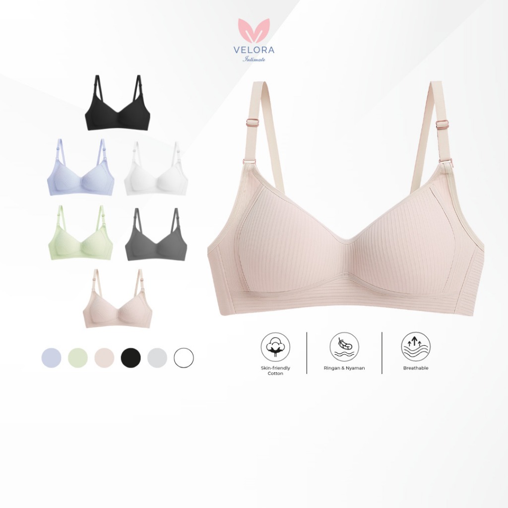 Jual Velora Bra Tanpa Kawat | Wireless | Busa Tipis | Katun Organic | Size 70B - 85B VENYA BRA ...