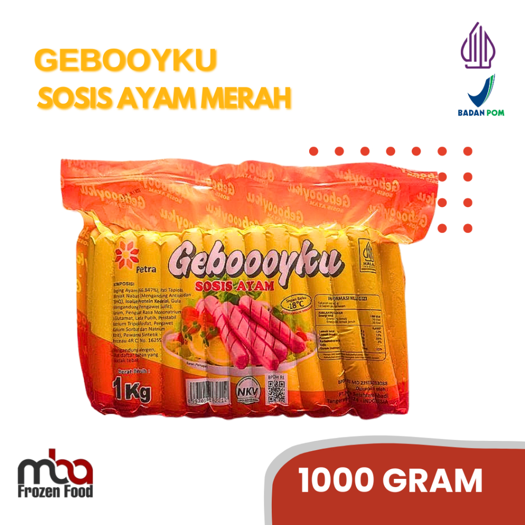 Jual GEBOY Sosis Ayam Merah 500 gram / 1 KG /Sosissapi /Sapi /Sosis ...