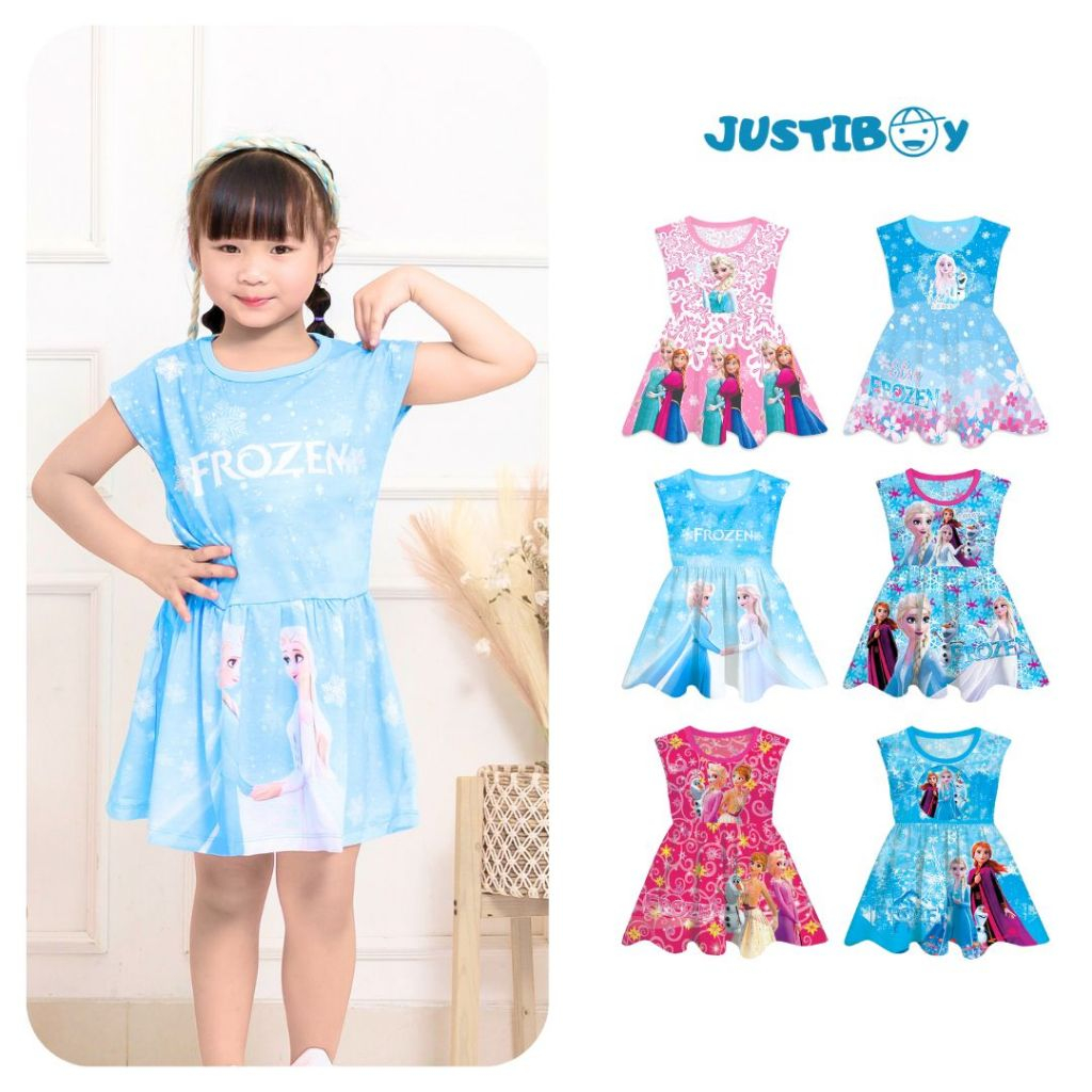 Jual Dress Anak Perempuan Frozen Lengan Pendek / Daster Anak Cewe Elsa ...