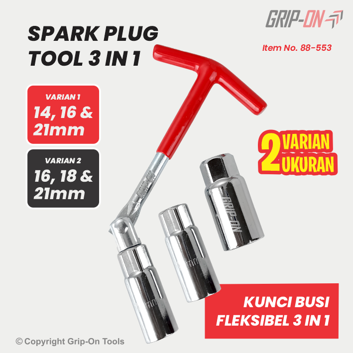 Jual Grip-On Spark Plug Tool 3in1 Flexible - Grip-On Kunci Busi ...
