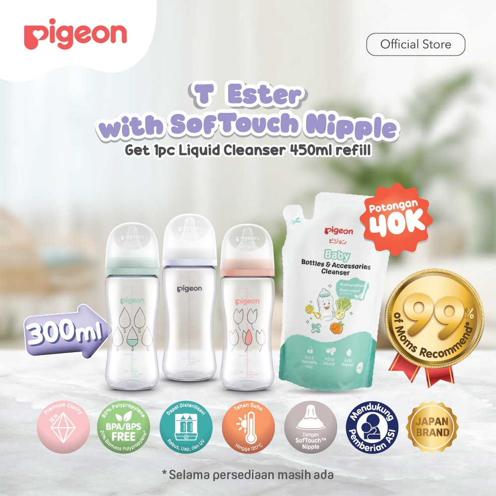 Jual [BELI 1 POTONGAN HINGGA 40K] PIGEON Botol T-Ester Wide Neck 300ml ...