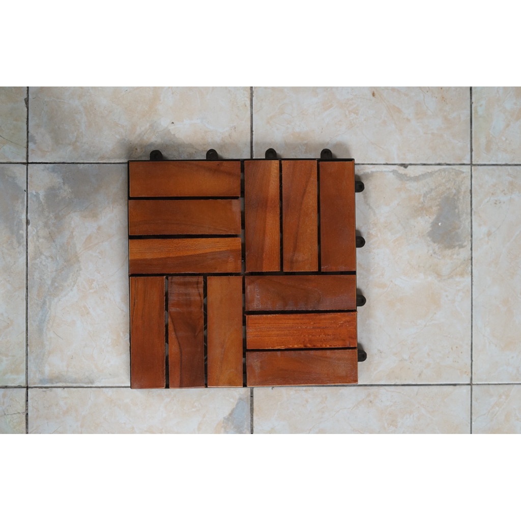 Jual Decking Tile Paket 10pcs Zigzag 12 Jati Asli | Shopee Indonesia