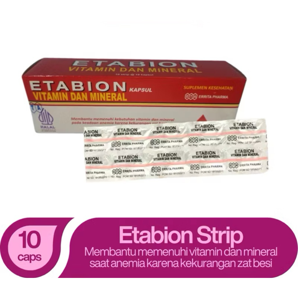 Jual Etabion Strip (5 kapsul) - Vitamin Zat Besi, Iron, Suplemen ...