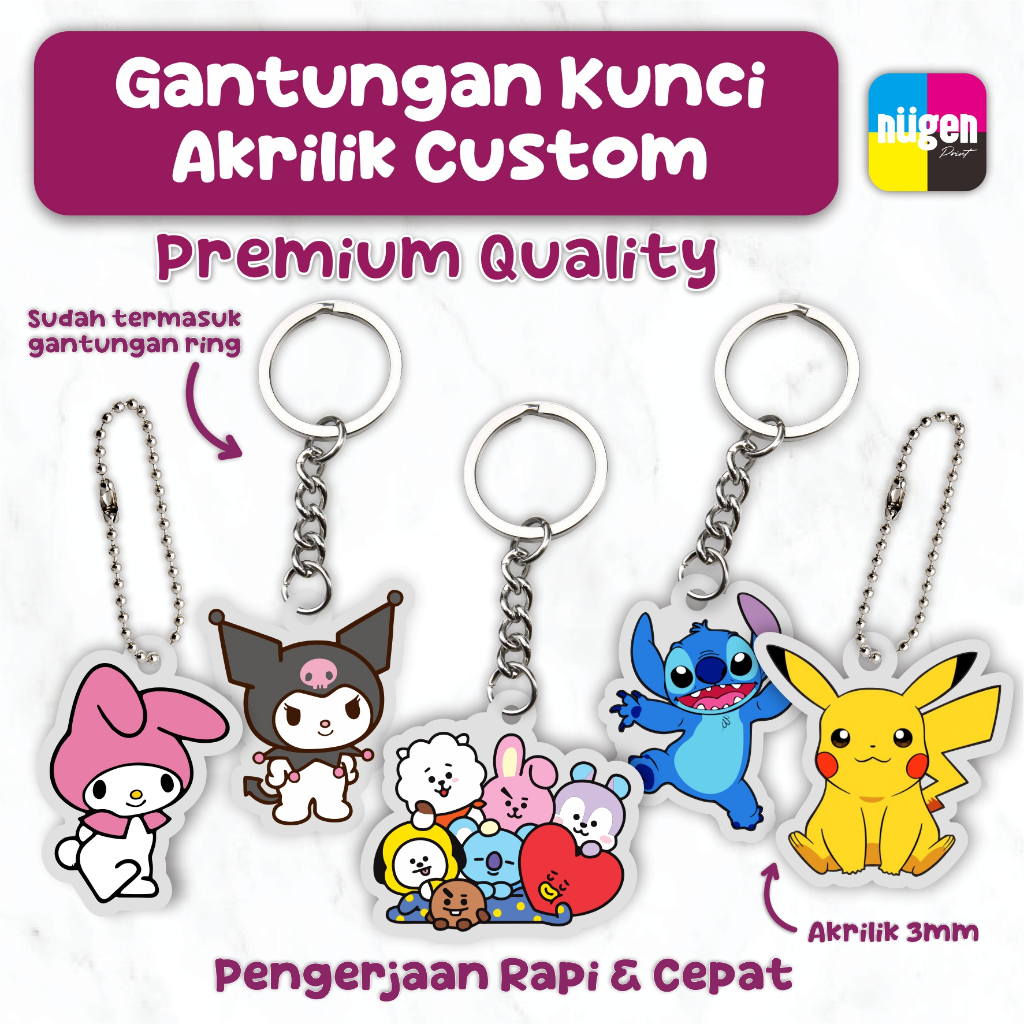 Jual Gantungan Kunci Custom | Keychain Custom Acrylic Print Cetak ...