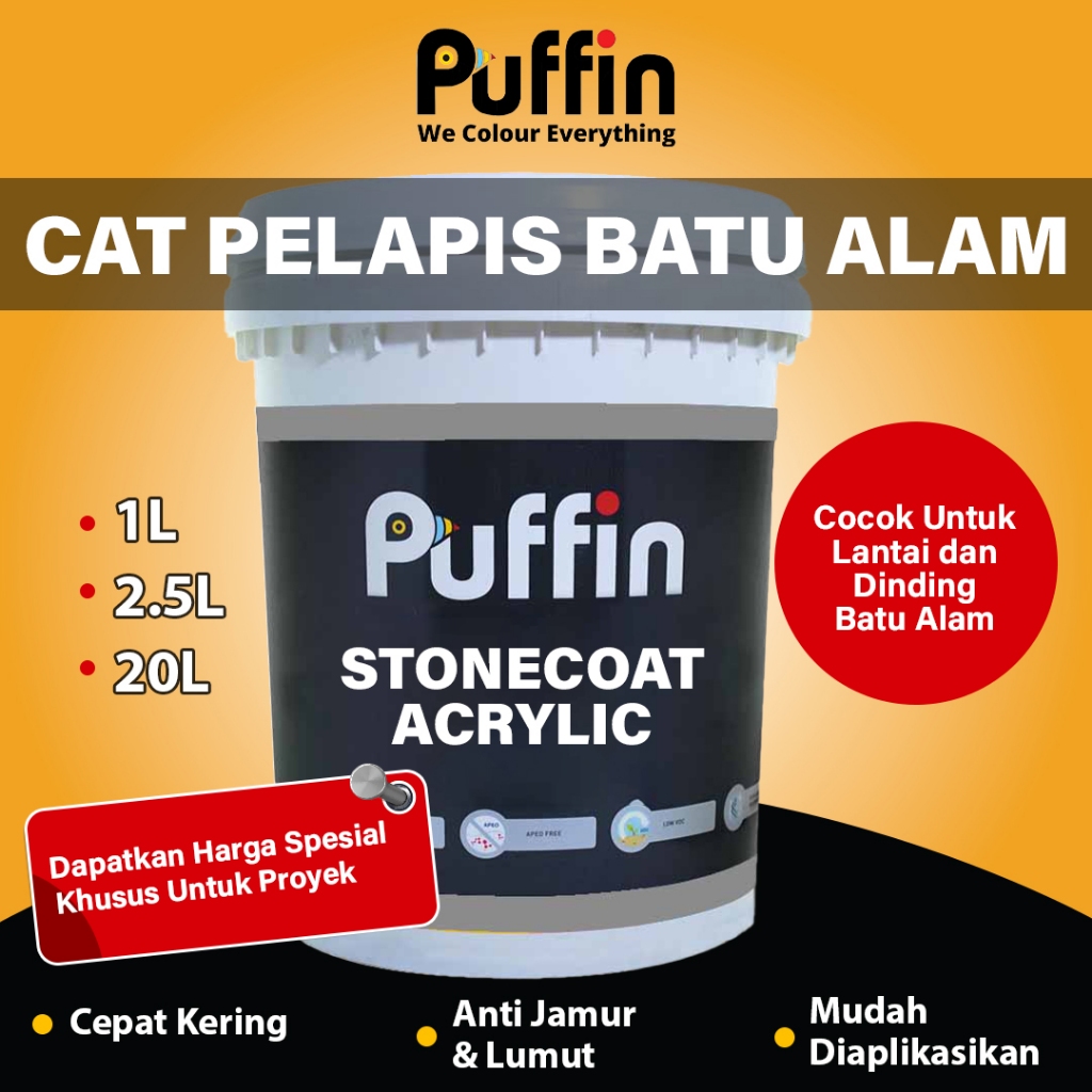 Jual Puffin Paint Cat batu alam Puffin StoneCoat Acrylic 20 L gloss ...