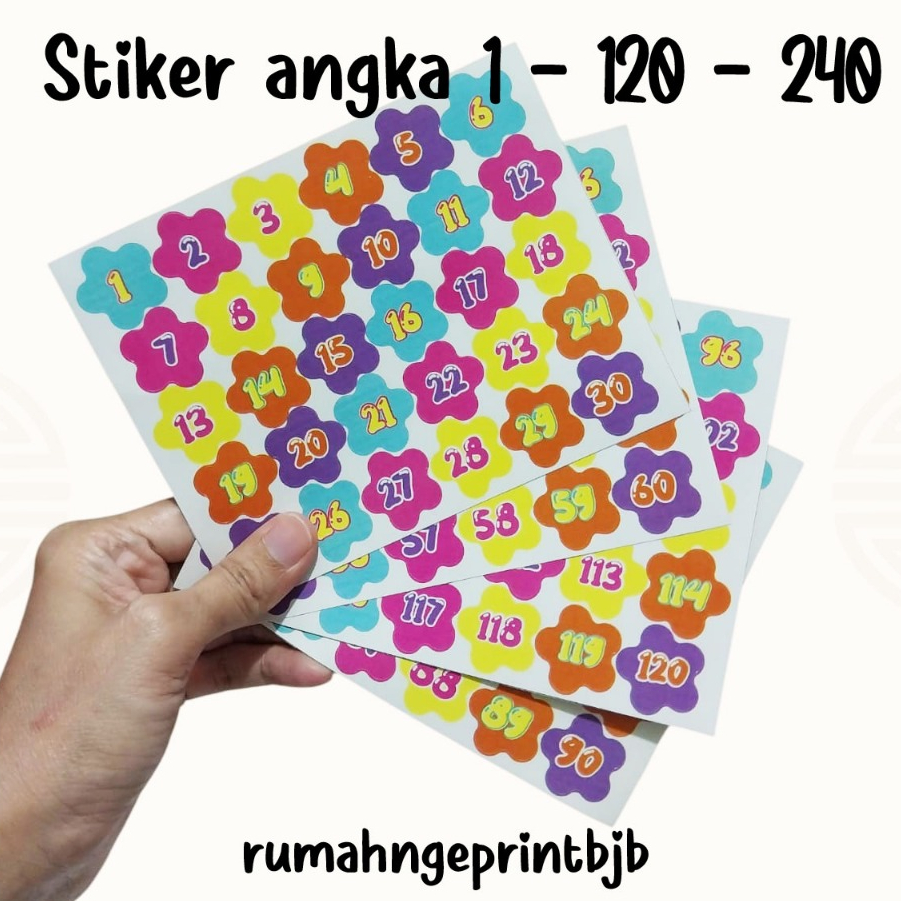 Jual Stiker Angka Nomor 1 - 120 - 240 Motif Bunga besar untuk album ...