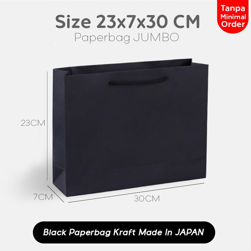 Jual (Bebas Minimal Order) Paper Bag Kado Hitam 23x7x30 CM, Paper Bag ...