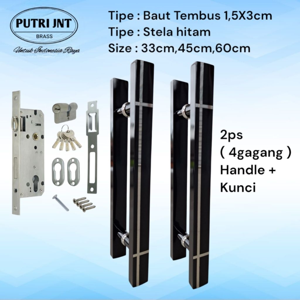 Jual Handle Pintu Baut Tembus Tipe Stela Hitam | Shopee Indonesia