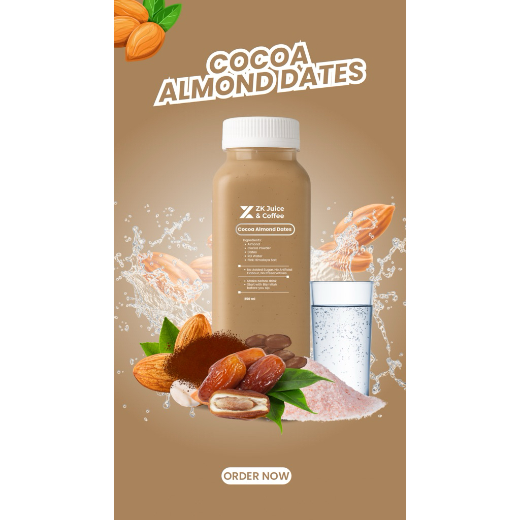 Jual Cocoa Almond Dates - Plant Based Drink 250 ml by Zk Juice & Coffee ...