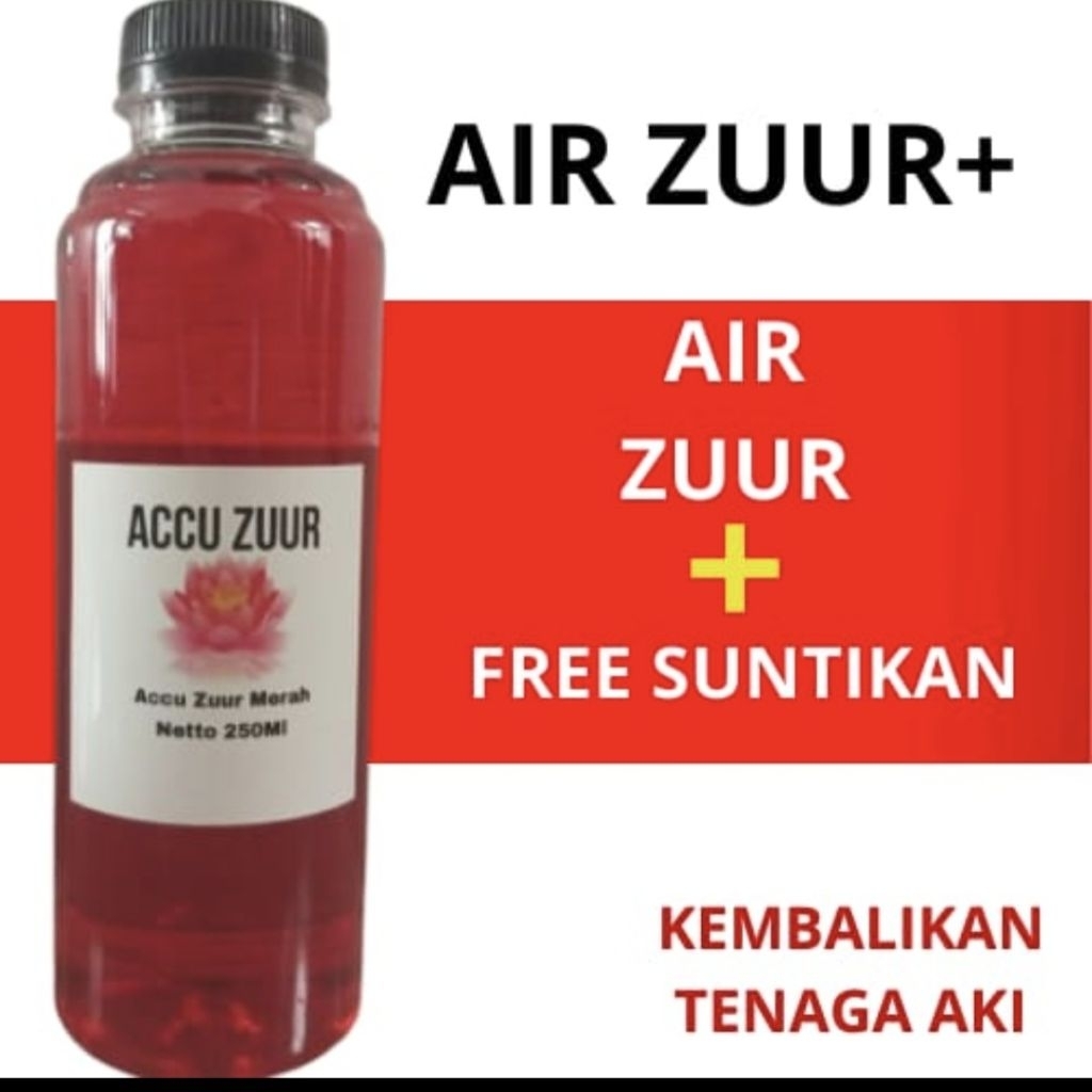 Jual Air Aki Zuur Merah 250Ml buat aki kering soak/drip - Bonus ...