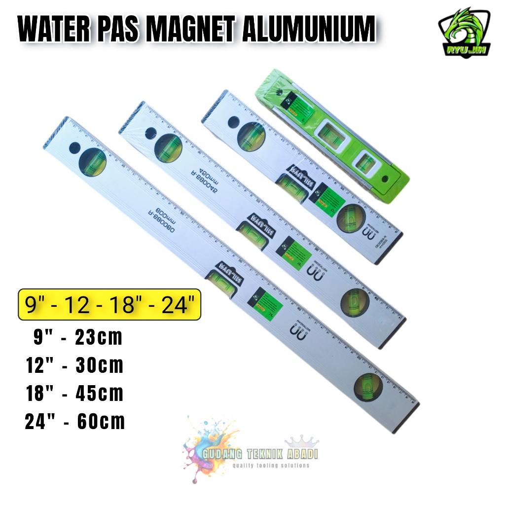 Jual Waterpass Aluminium Waterpas Magnetic 400 600 800 1000mm 60cm/45cm ...