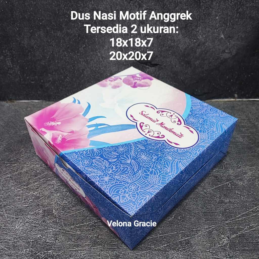 Jual Dus Nasi 20x20 Motif Anggrek isi 50 pcs GS Box Besek Biru | Shopee ...
