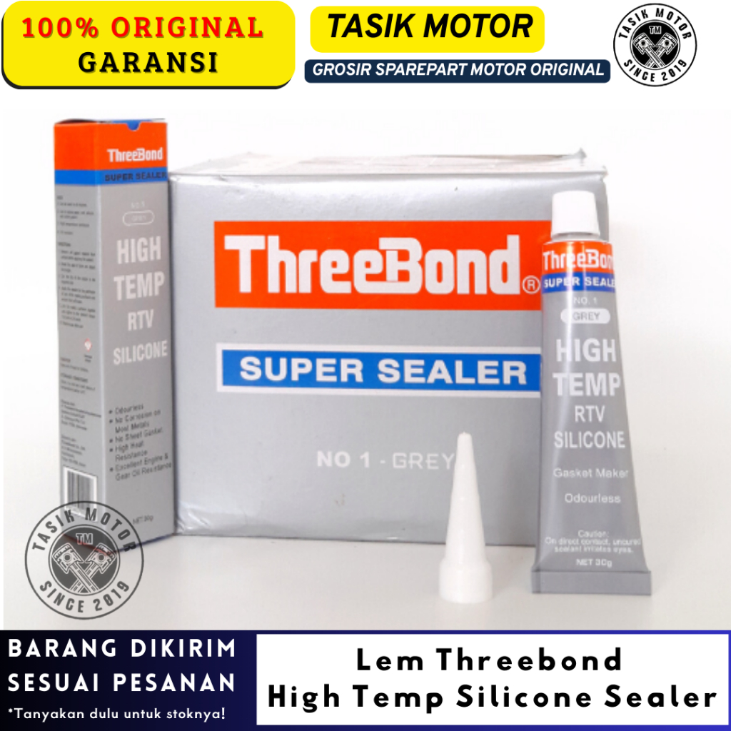 Jual ThreeBond Abu 30gr (kecil) RTV High Temp / Lem Mesin Motor Tahan ...