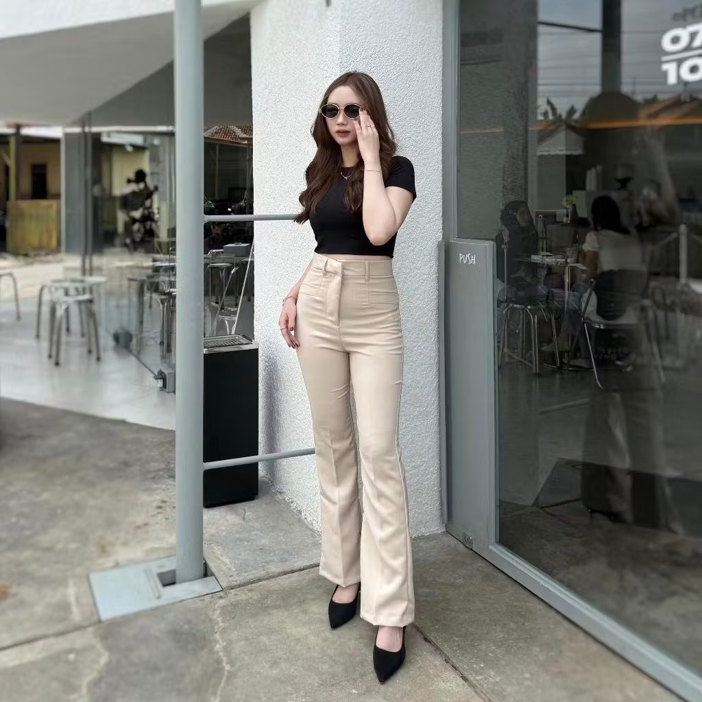 Jual LOOKS - Kylie Cutbray Pants - Highwaist Flare Pants - Celana ...