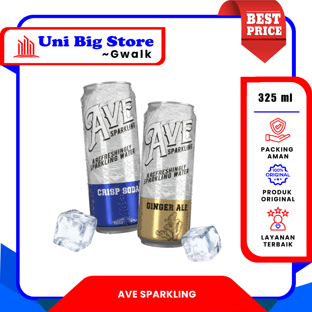 Jual AVE SODA SPARKLING GINGER ALE - CRISP WATER KALENG CAN - 325 ml ...