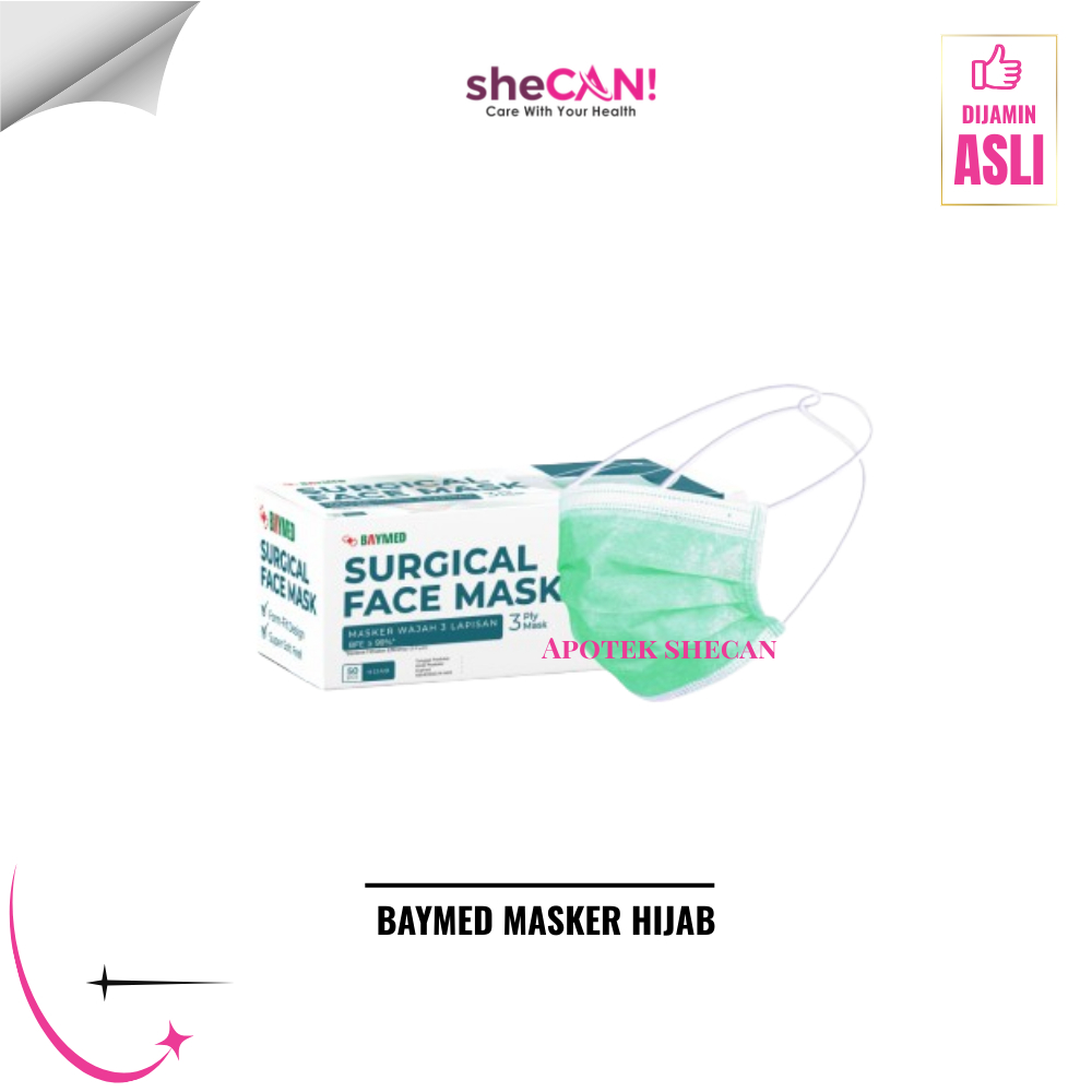 Jual (HIJAB) BAYMED MASKER HIJAB // Masker Hijab Surgical 3ply Baymed ...