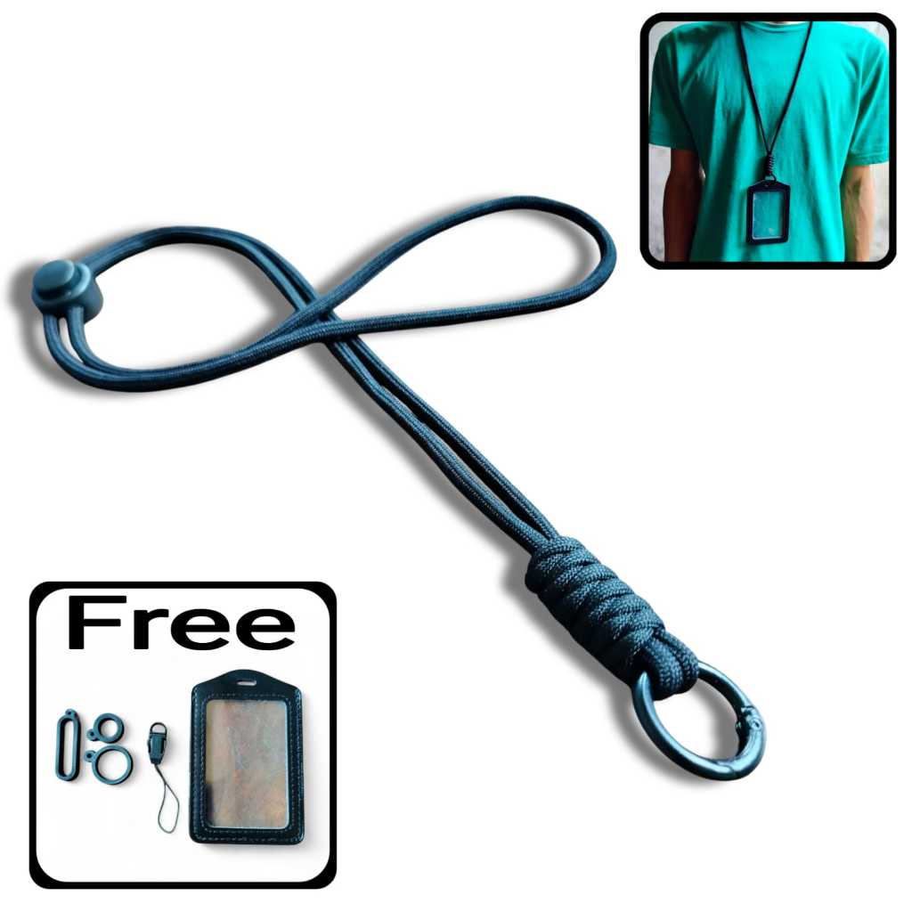 Jual Lanyard Hitam Premium untuk Gantungan Aksesoris ID Card & Kunci ...