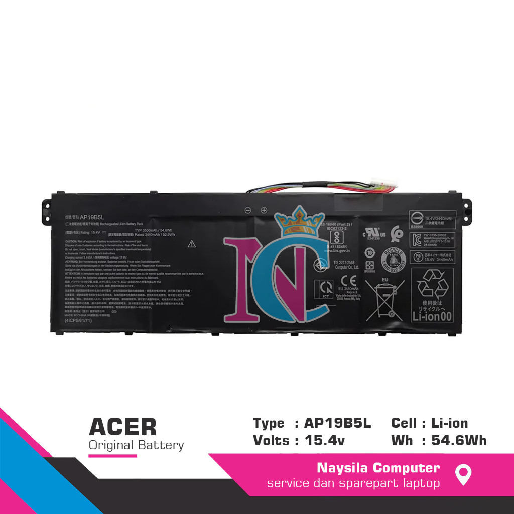 Jual Baterai AP19B5L ACER Aspire 5 A515-43 A515-43G A515-44 Vero AV15 ...