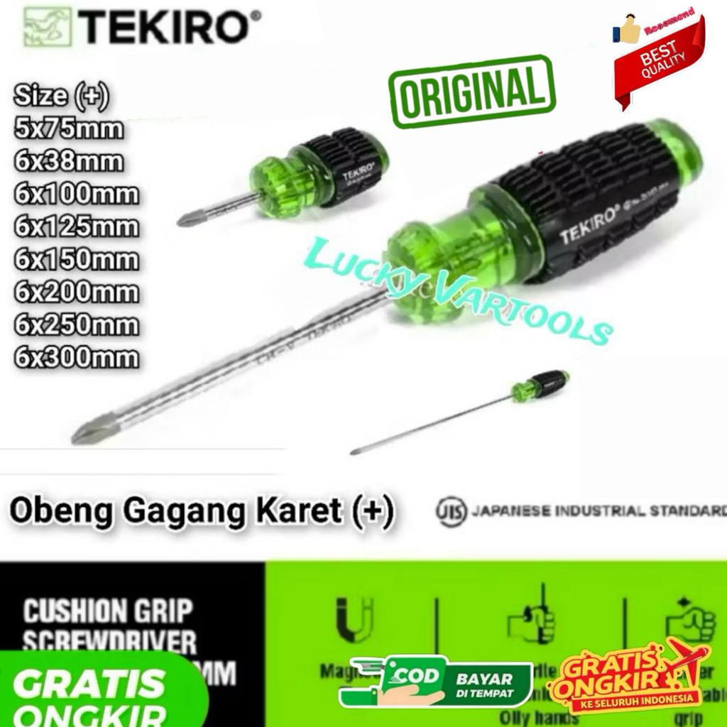 Jual OBENG GAGANG KARET TEKIRO PLUS (+) ORIGINAL SCREWDRIVE TOOLS ALAT ...