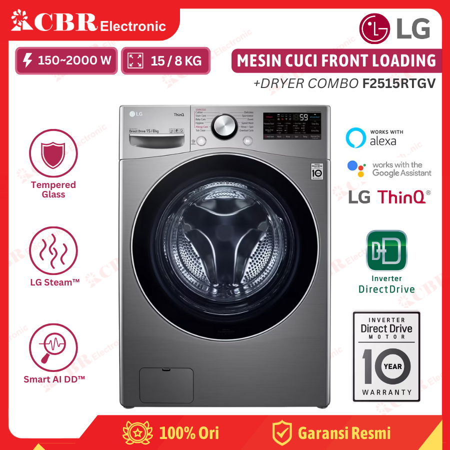 Jual Mesin Cuci LG Front Loading 15/8 Kg - F2515RTGV (WASHER + DRYER ...