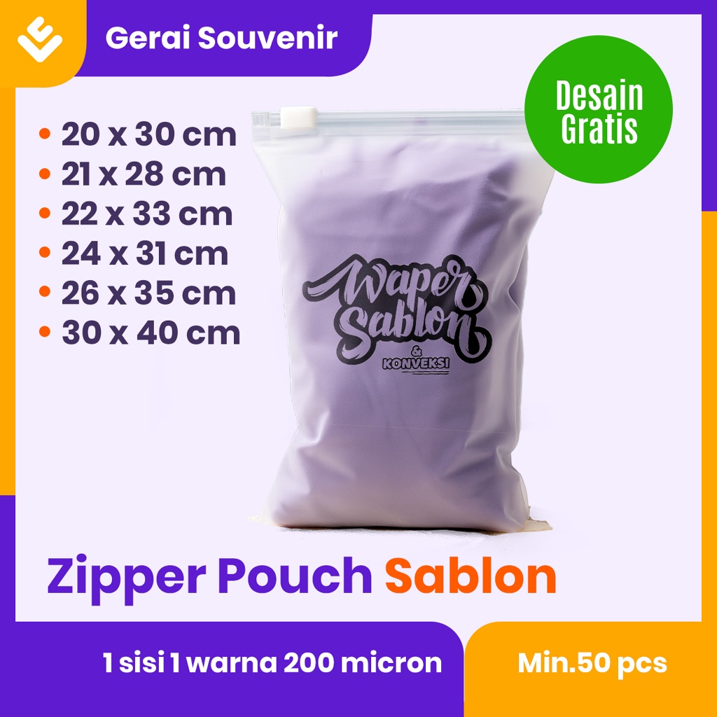 Jual Zipper Bag Custom Desain Sablon Transparan Doff Organizer Bag ...