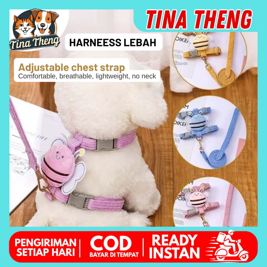 Jual Tinathengstore Harness Bee Imut dengan Tali Tuntun, Untuk Kucing ...