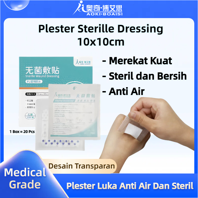 Jual AOKI Plester Anti Air Luka Operasi 10 X 10cm Plaster Perekat Luka ...