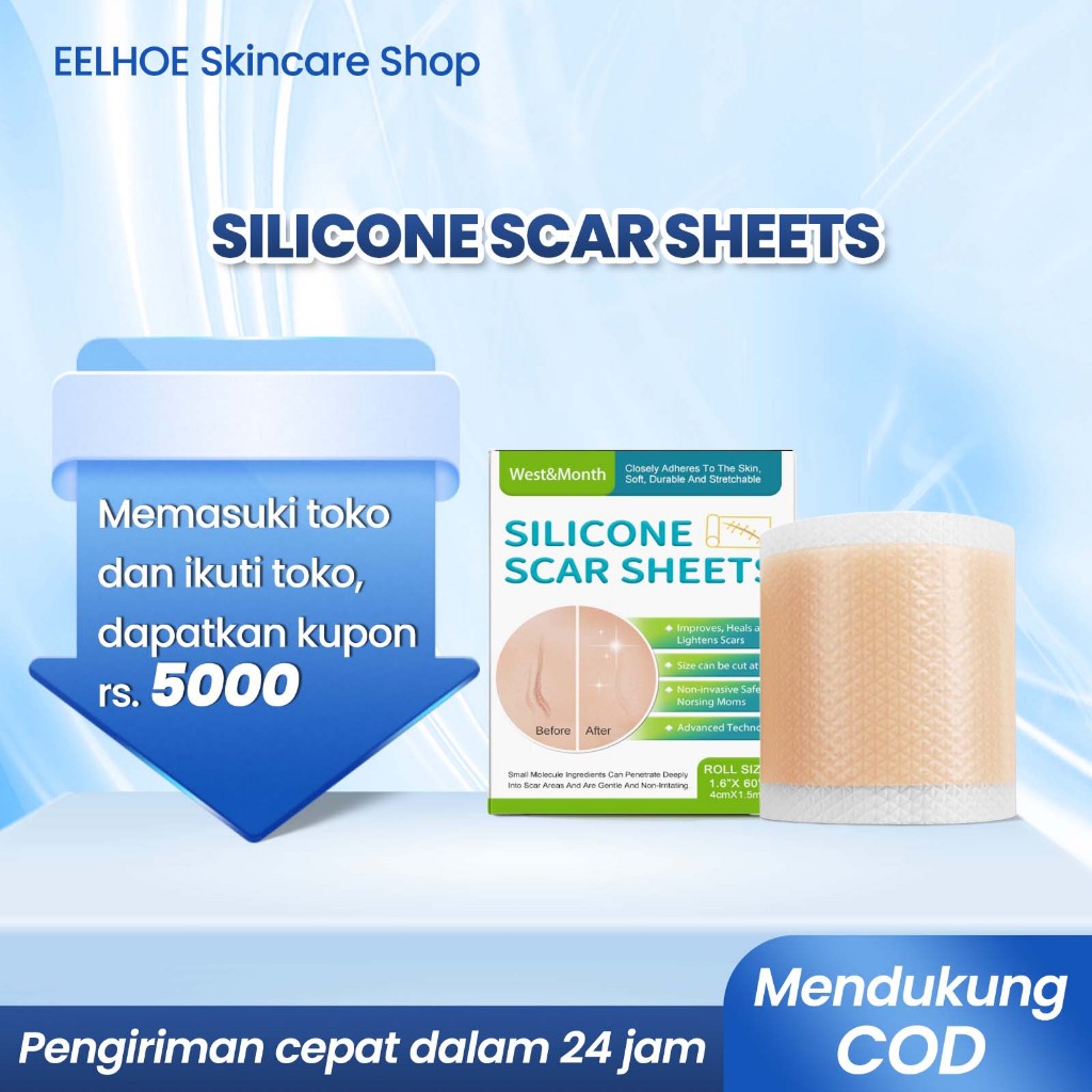 Jual West&Month Silicone Scar Sheet 1box Scar Sheets Covering Patch ...