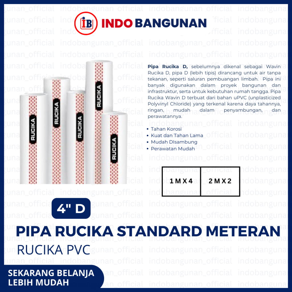 Jual PIPA PVC RUCIKA BUKAN WAVIN /POTONGAN/ 4" INCH STANDARD D UNTUK ...