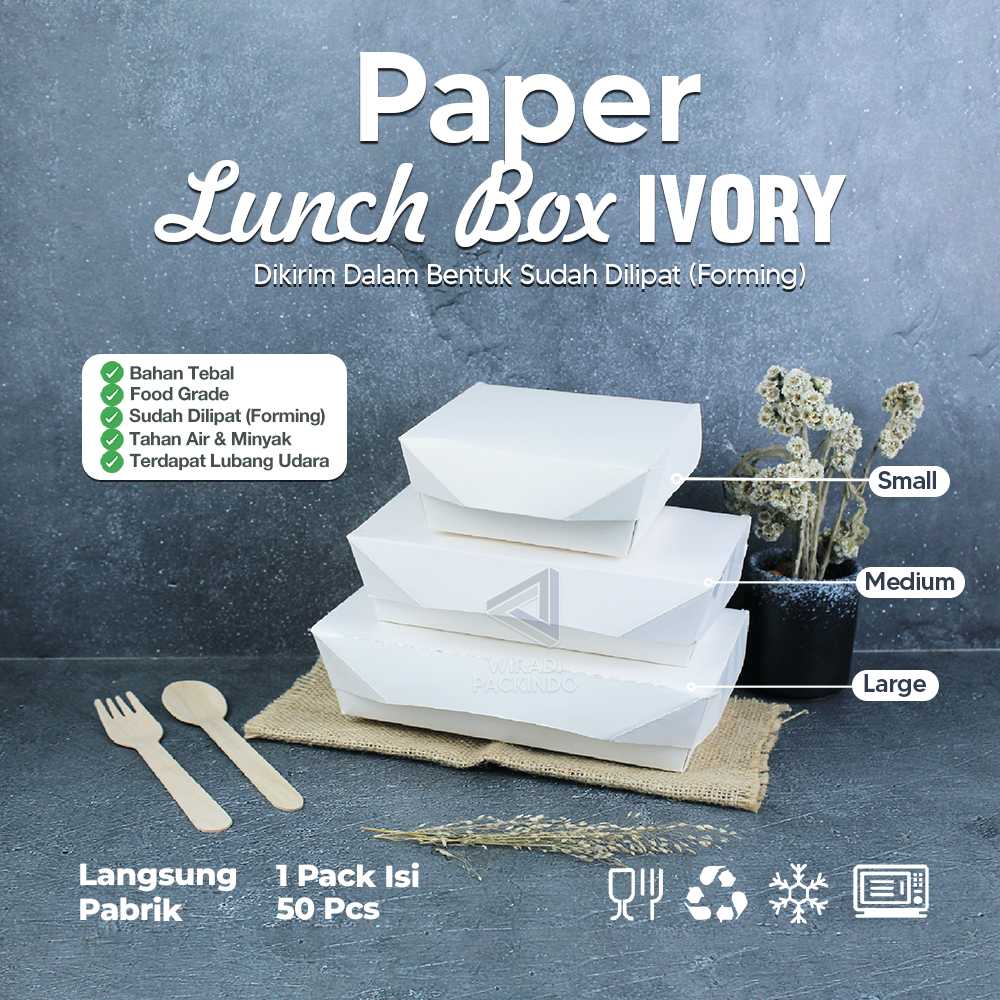 Jual Paper Lunch Box Putih Laminasi All Size Siap Pakai Ivory Food ...