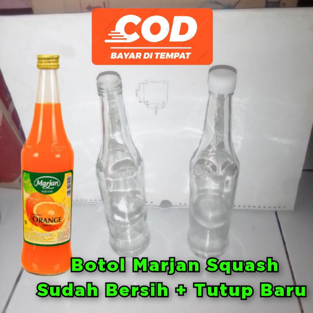Jual Botol Kaca Bekas Sirup Marjan Squash 460 ml Cocok Untuk Madu Dan ...