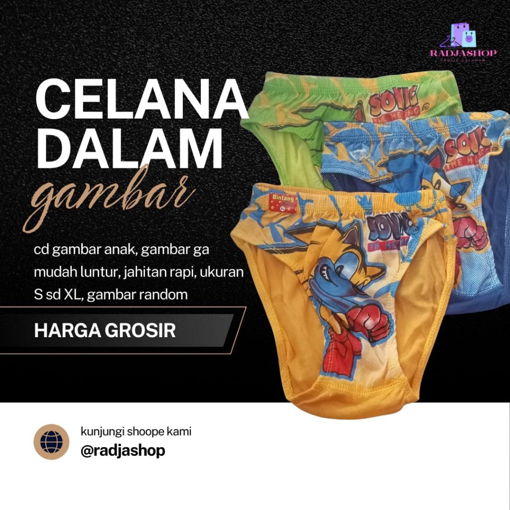Jual 6 pcs Sempak Anak Laki - Laki , Sempak Gambar Anak , Celana Dalam ...