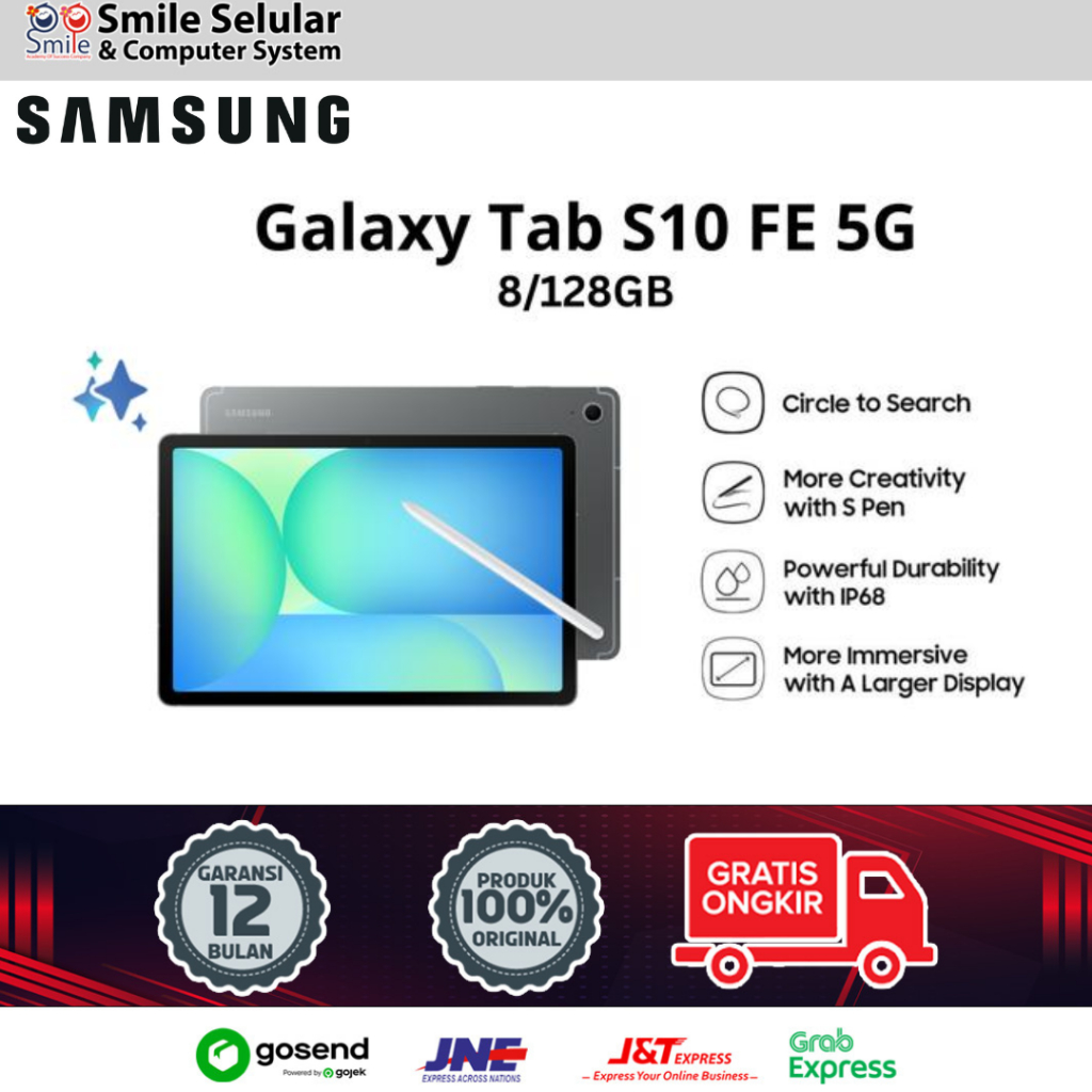 Jual Samsung Galaxy Tab S10 FE 5G 8/128GB 12/256GB Original, Garansi ...