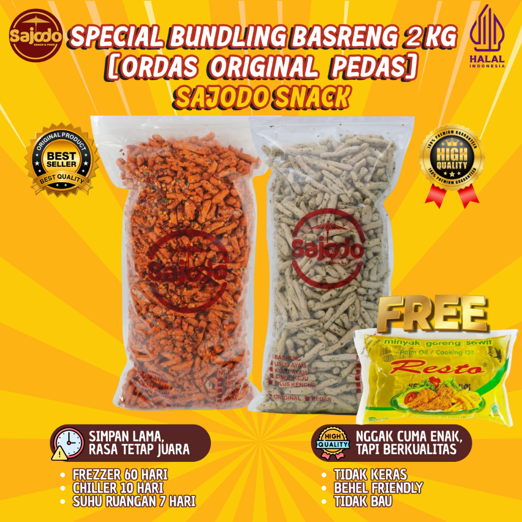 Jual Bundling Basreng 2 Kg + Minyak Goreng Pedas - Sajodo Snack & Food ...
