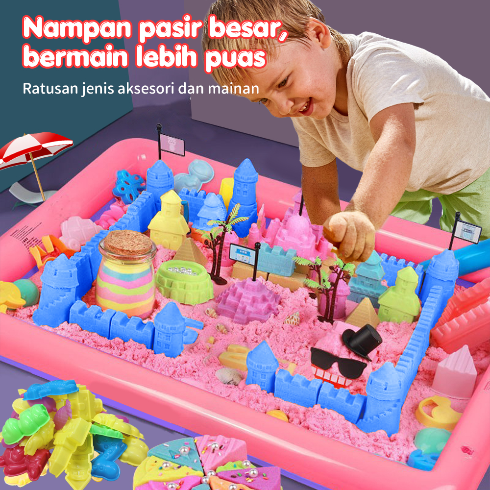 Jual Mainan Pasir Ajaib 1 Set Lengkap Anak 2Kg DIY Magic Sand Ada ...