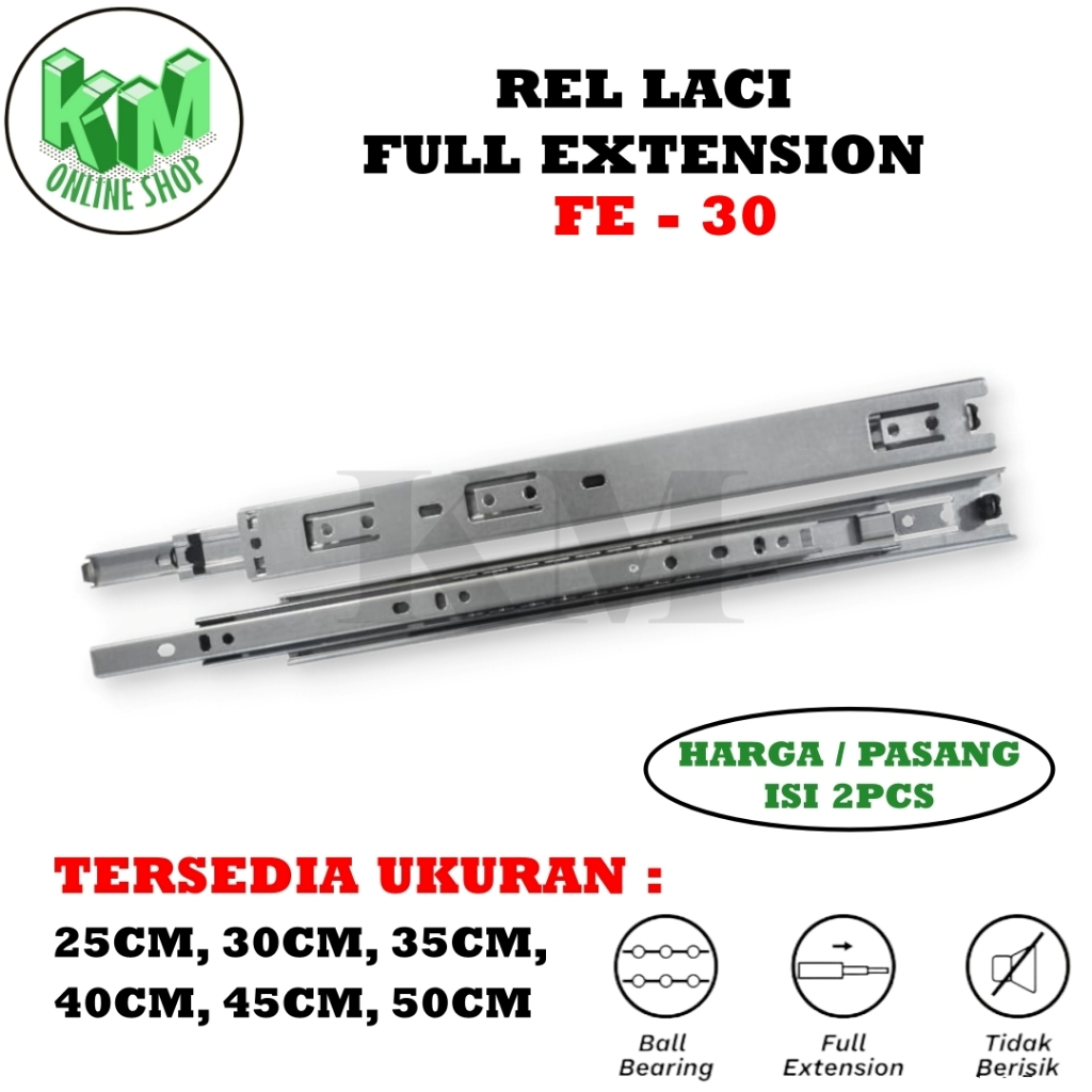 Jual Rel Laci FE 30 Full Extension Double Track Rel Laci 25 30 35 40 45 ...