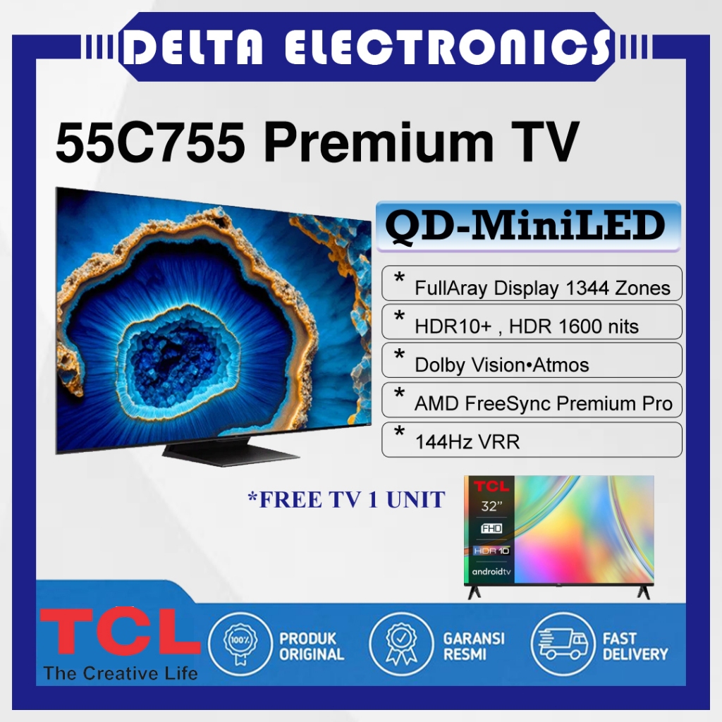 Jual TCL 55C755 QD Mini LED TV 55 INC 4K Google TV 144Hz VRR HDR 10 ...