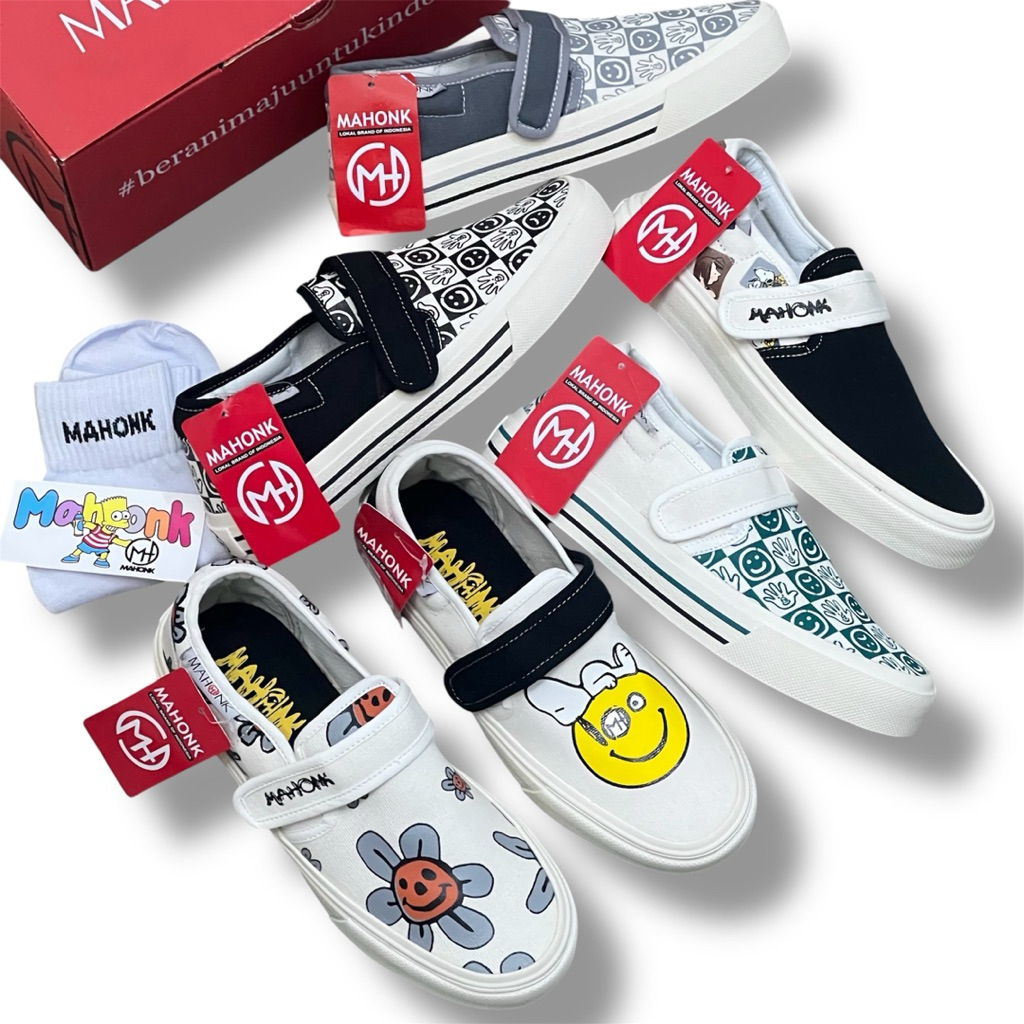 Jual SEPATU MAHONK - Slip On Velcro Motif Terbaru Bahan Canvas ...